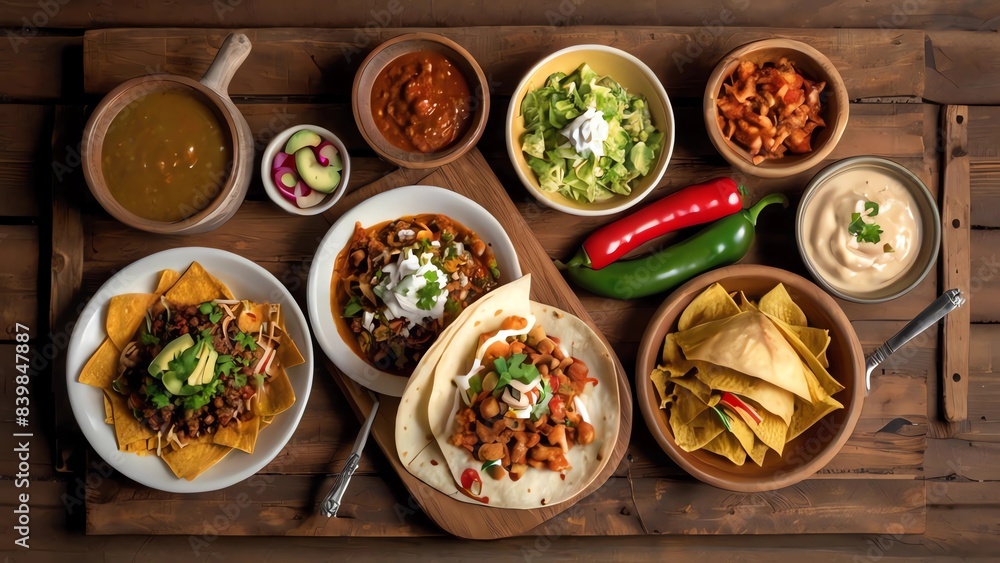 Mexican food including tacos,quesadillas,enciladas,chiles en nogada ...