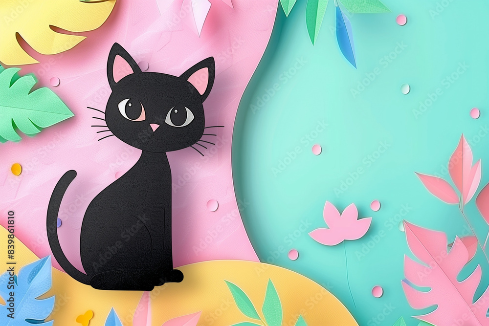 Black cat Paper cut art, Layered paper craft animals, 3D paper ...