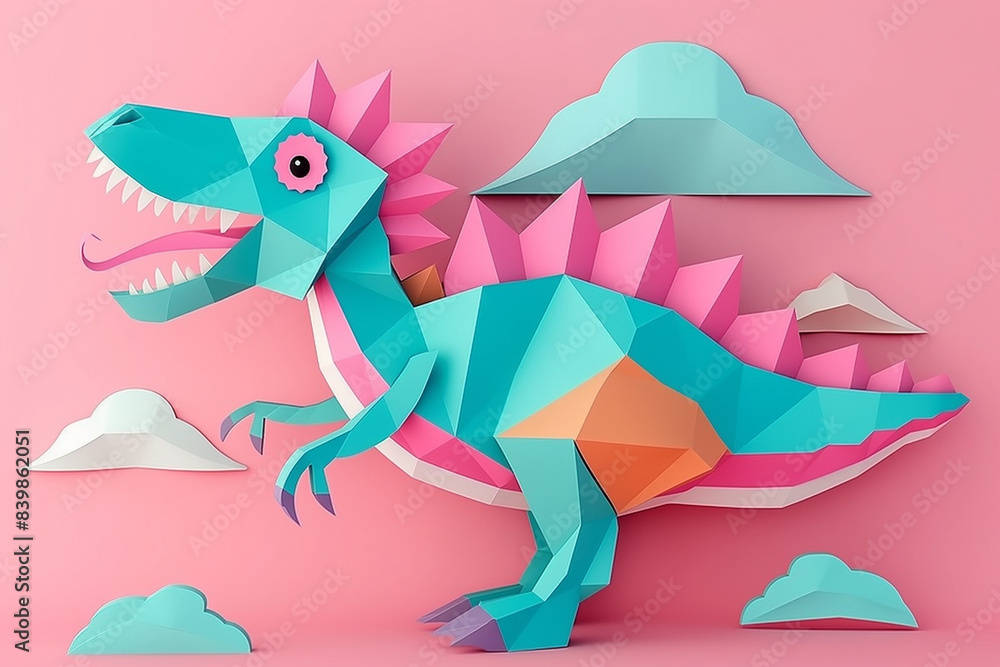 T-rex Paper cut art, Dino Layered paper craft animals, 3D paper ...