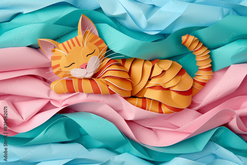 Cat Paper cut art, Kitten Layered paper craft animals, 3D paper ...