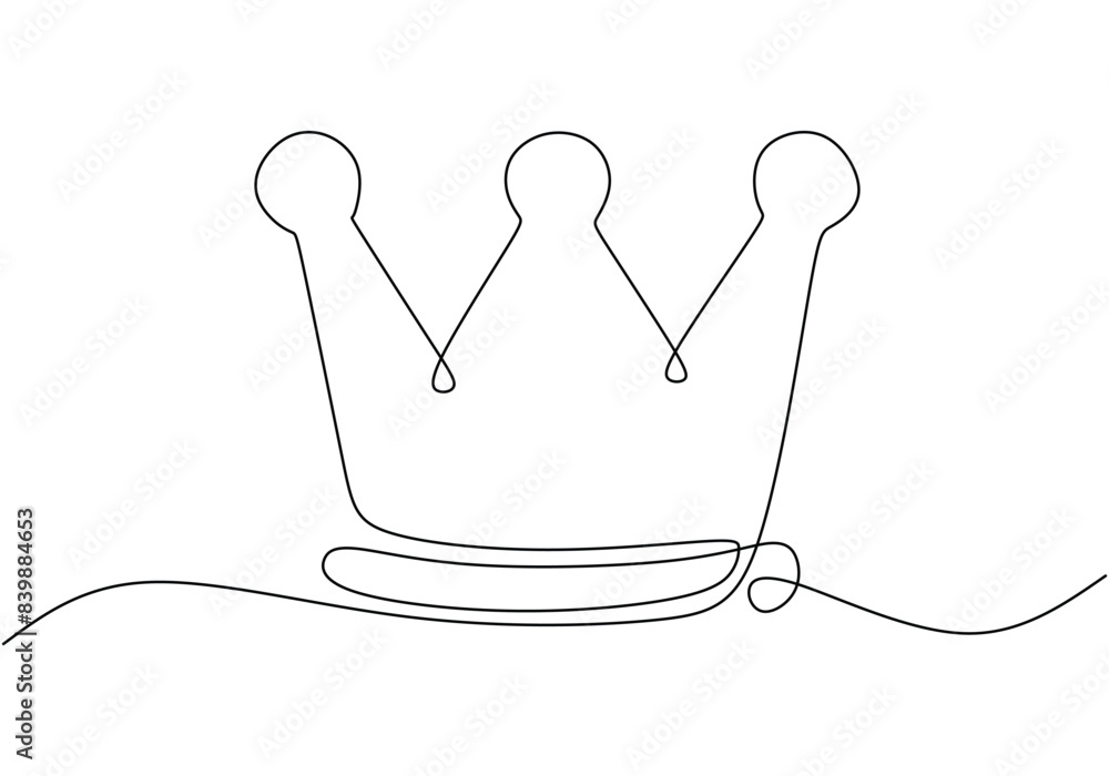 Royal Crown continuous line drawing. Simple king crown outline design ...