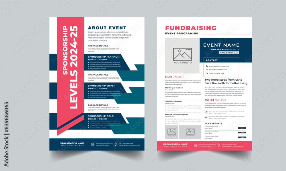 Nonprofit Event Sponsorship Levels Fundraising Flyers 2 style design ...