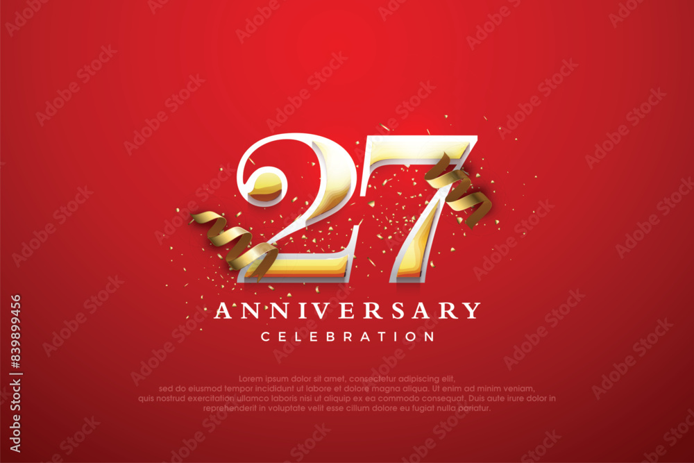 27th anniversary celebration, vector premium elegant and luxurious ...