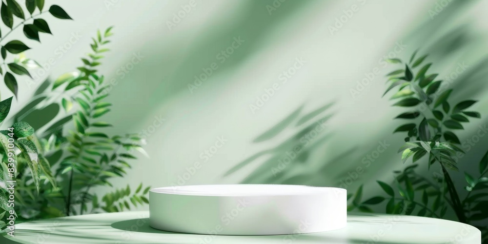 Minimalist Green Product Showcase Stand on Natural Spring Green ...