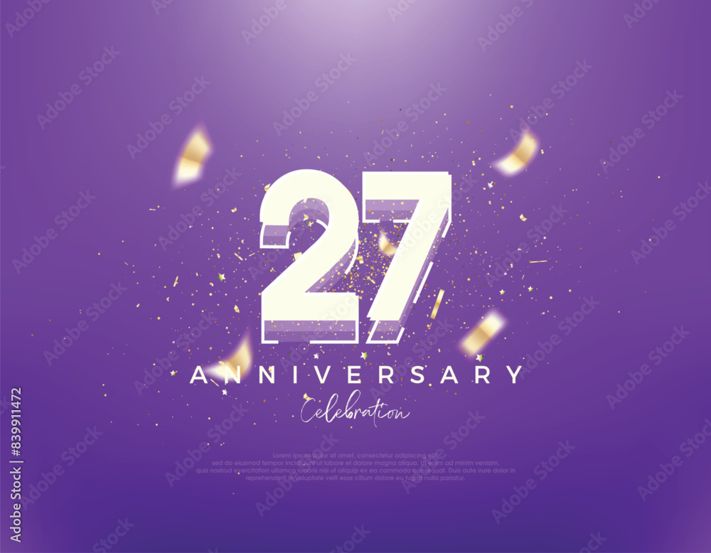 Retro number 27th on a modern blue background. Premium background ...