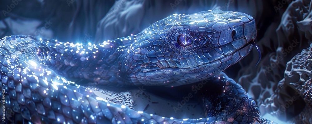 Foto de Crystal serpent, iridescent scales, ancient guardian, slumbers ...
