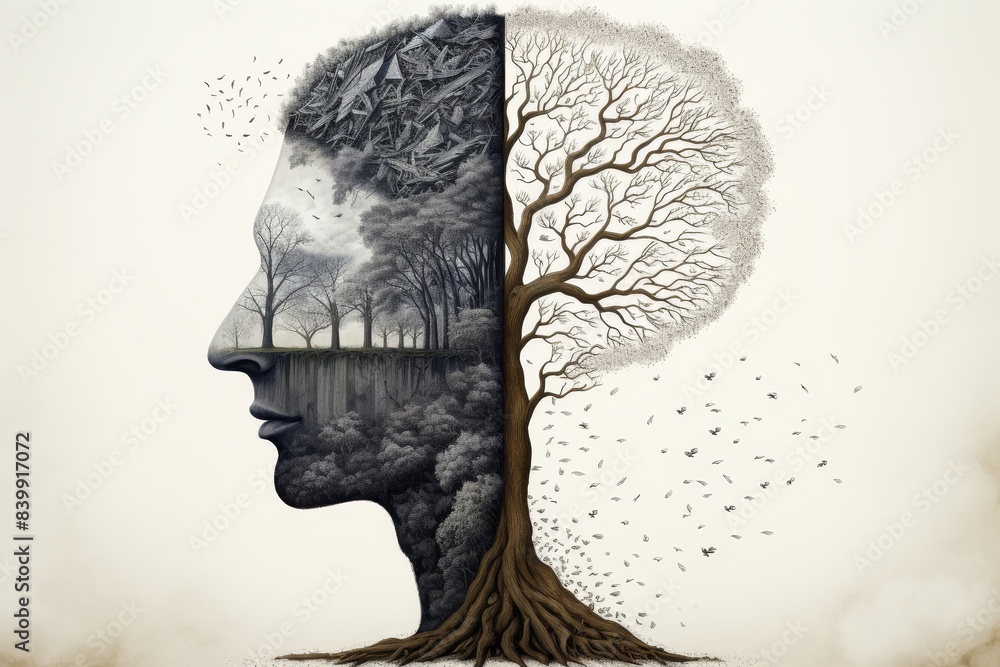 Cognitive dissonance conflict concept illustration in psychology for ...