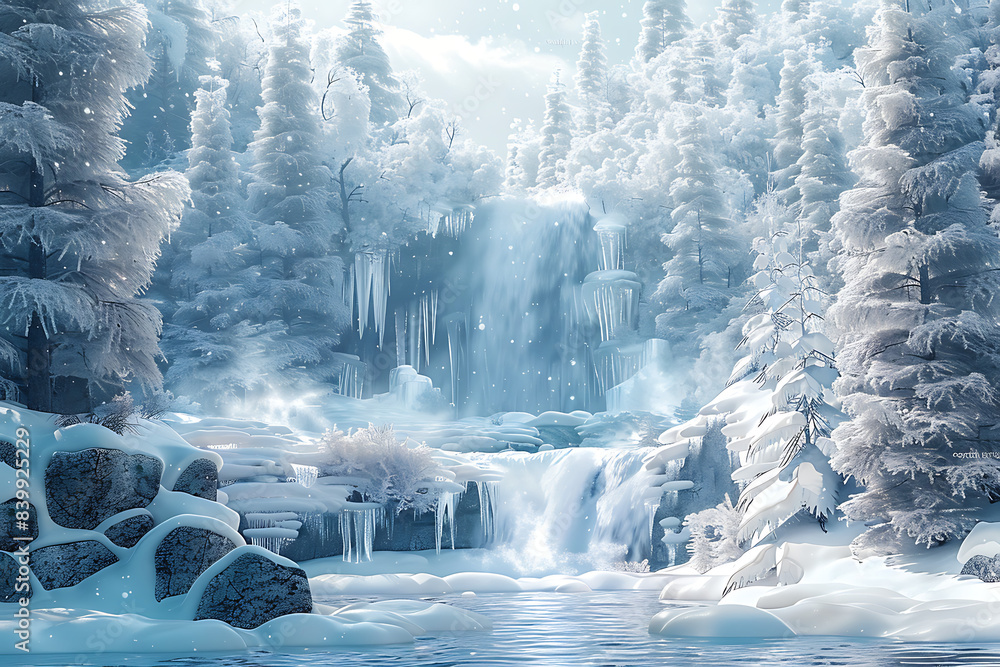 Frozen Winter Fantasy Backdrop: Blue Winter, Snowy Scenes, Snowflakes ...