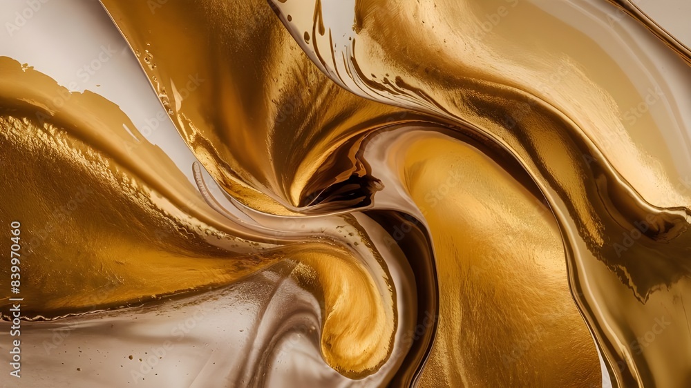 Abstract 3D Background with flowing liquid gold texture. Seamless ...