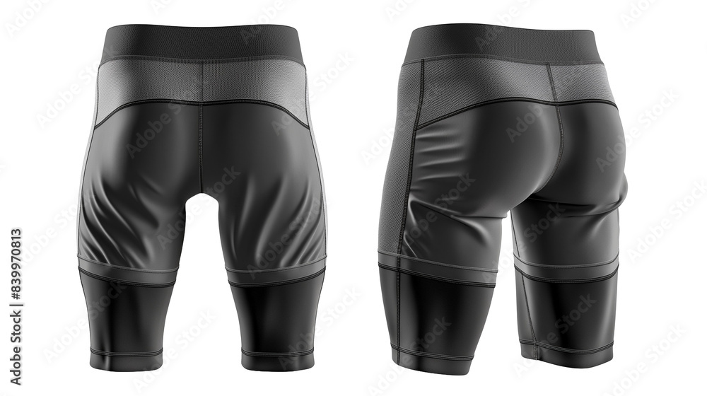2 Set of black and dark grey, unisex running shorts boxer bottom, front ...