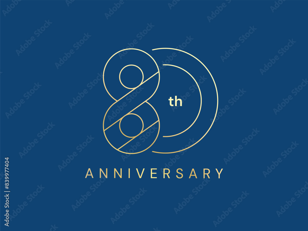 80th Anniversary luxury gold celebration with Outline Numbers logo ...