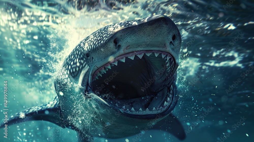 Image of whale shark showing the aggresiveness and anger in real sea ...