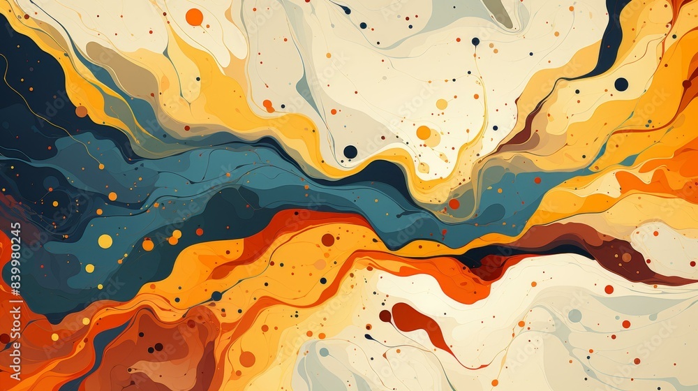 Vibrant flat illustration featuring intricate spatter texture and ...