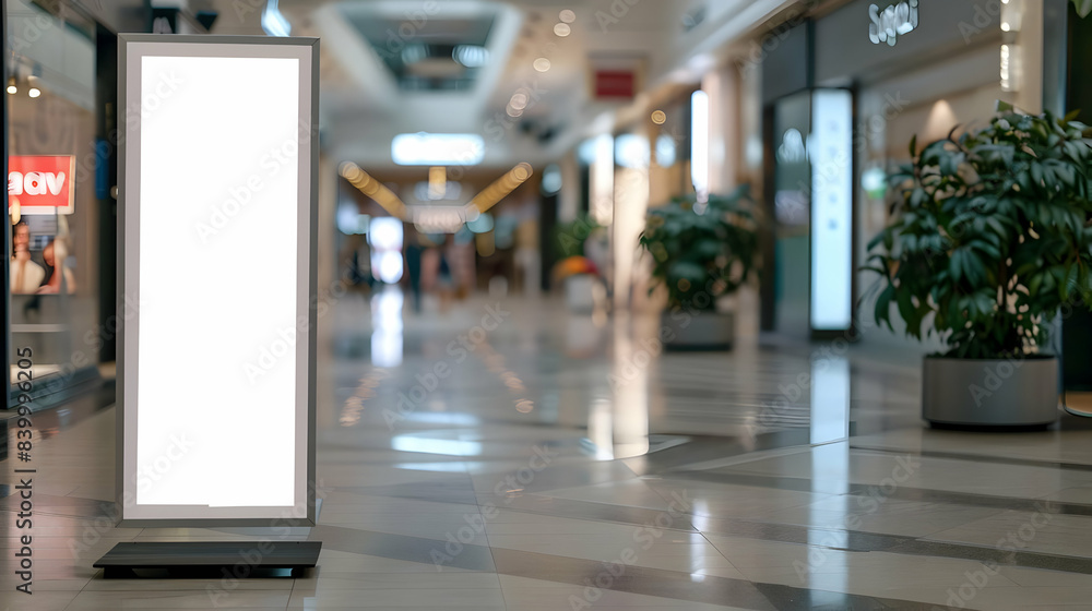 rollup mockup poster stand in an shopping center restaurant mall ...