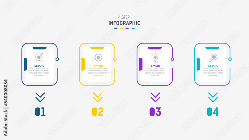 Three Step Infographic label design Vector template with line icons ...