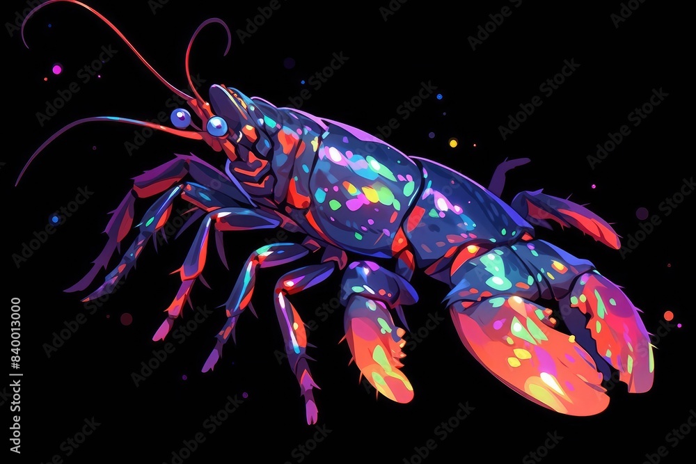Neon Lobster Background, Colorful Crustacean Wallpaper, Electric Blue ...