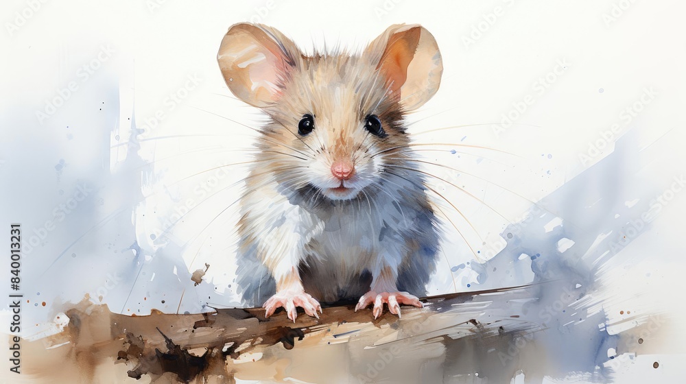 Cute Mouse Watercolor Painting, Adorable Animal Background, Watercolor ...