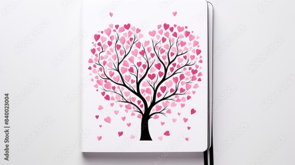 ภาพประกอบสต็อก Pink Heart Tree Background, Cute Love Tree Wallpaper ...