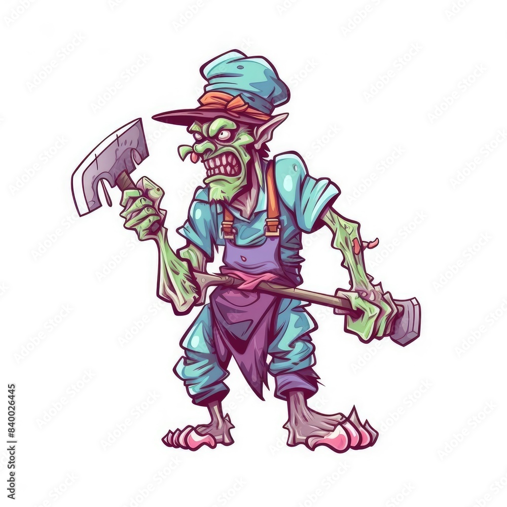 Zombie Butcher Background, Undead Cook Illustration, Scary Chef, Angry ...