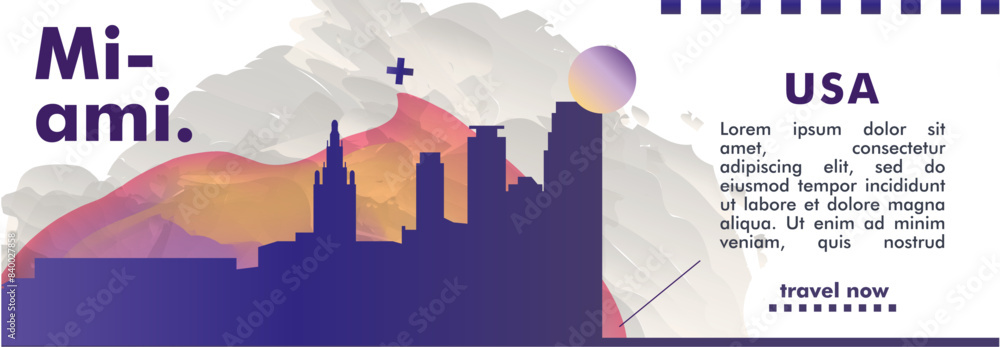 USA Miami horizon profile banner, placard, header, footer. Florida ...