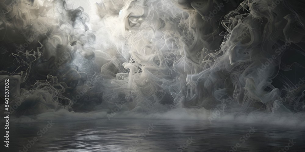 A mysterious, dark hall with gothic architecture is filled with ...