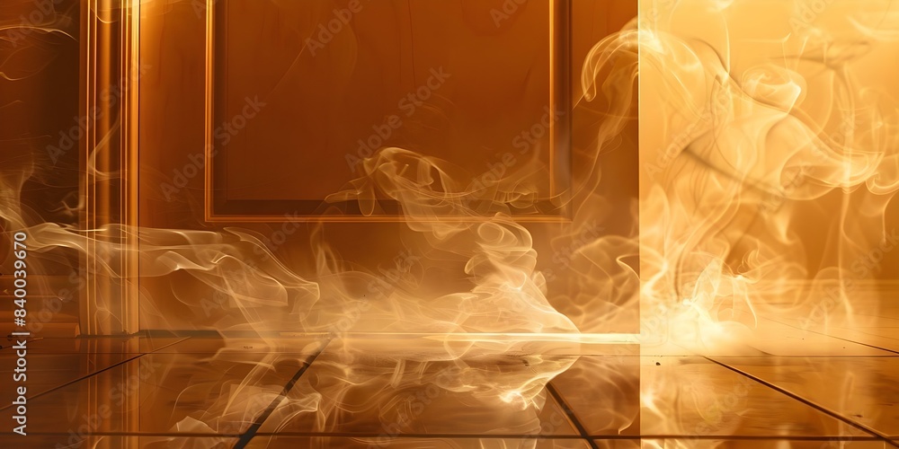 Smoke from a home fire seeping under a closed door. Concept Fire ...
