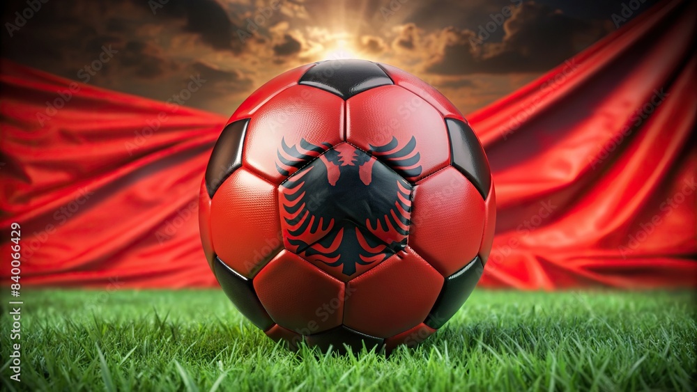 Soccer ball with flag of Albania background, UEFA Euro 2024 concept ...
