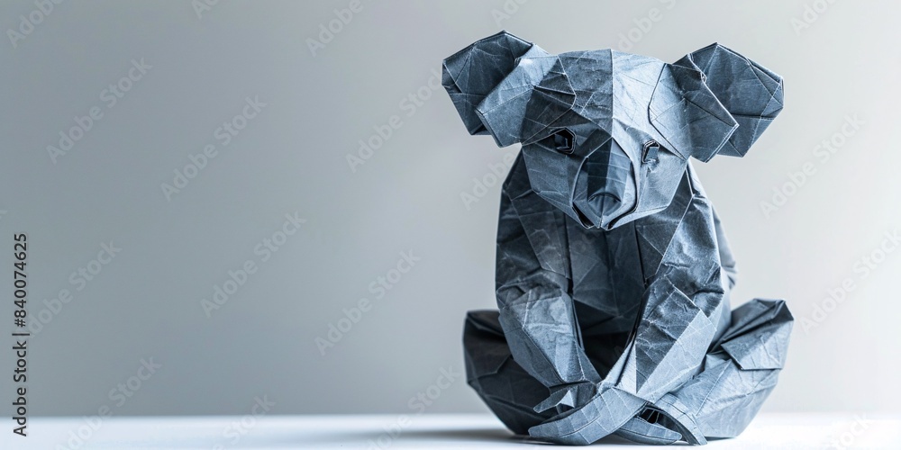 Craft a simple origami koala bear - Phascolarctos cinereus - on a white ...