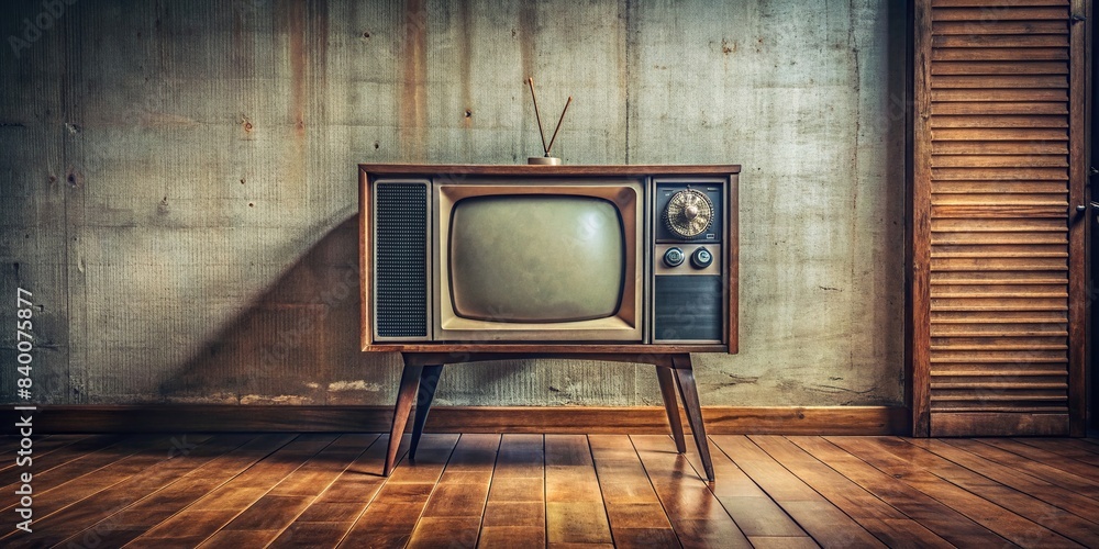 Vintage old television set in empty room, retro, television, vintage ...