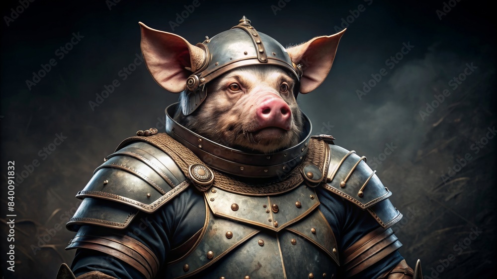 Pig soldier wearing armor fights in a fantasy battle, fantasy, war ...