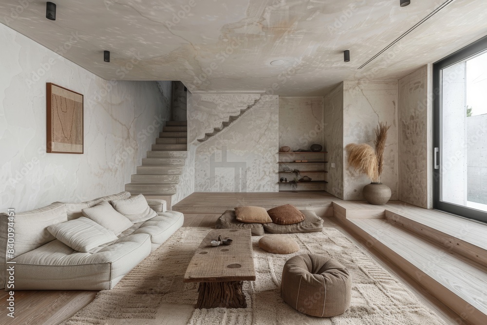 Minimalist Living Room with Wabi-Sabi Aesthetic, Living room embracing ...
