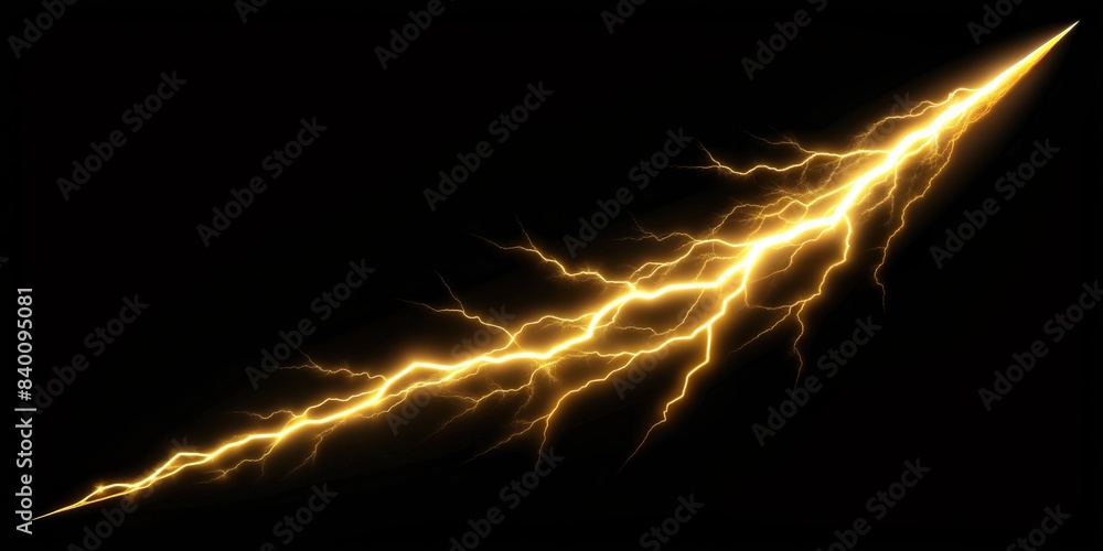 Gold lightning bolt on black background with copy space, gold ...