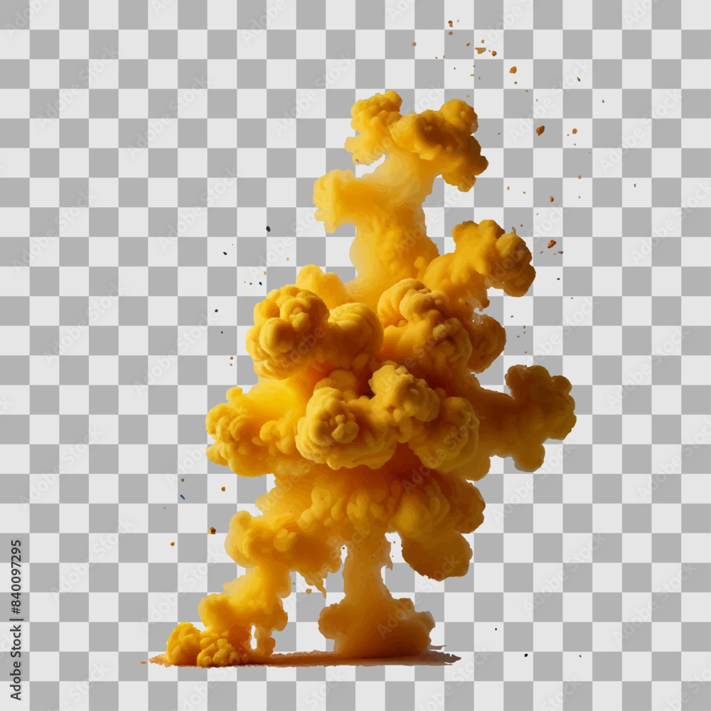 Realistic explosion of dangerous yellow smoke for decoration and ...