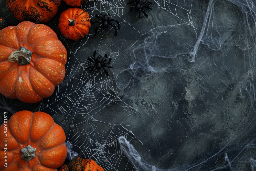 A top-down view unveils a dark Halloween mise-en-scène with cobwebs ...