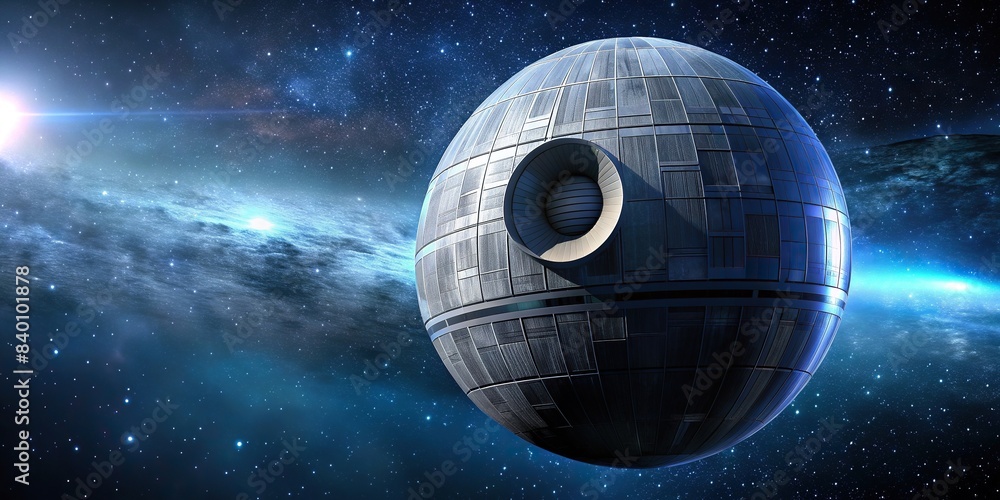 of a stylized Death Star against a starry background , sci-fi, space ...