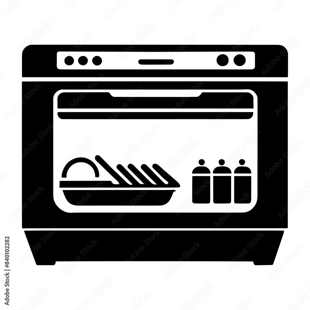 Dishwasher line and solid icon, Kitchen equipment concept, Dish washer ...