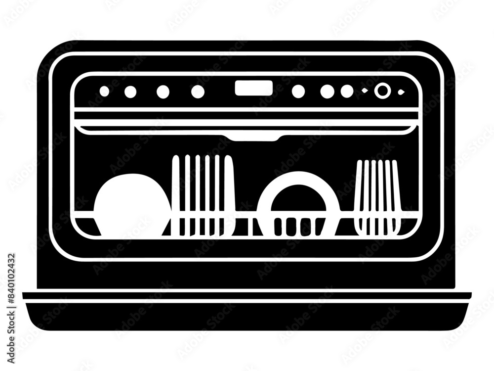 Dishwasher line and solid icon, Kitchen equipment concept, Dish washer ...