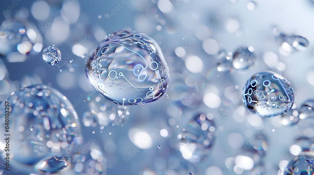 Futuristic Digital Water Droplets 3D Rendered Transparent Bubble ...