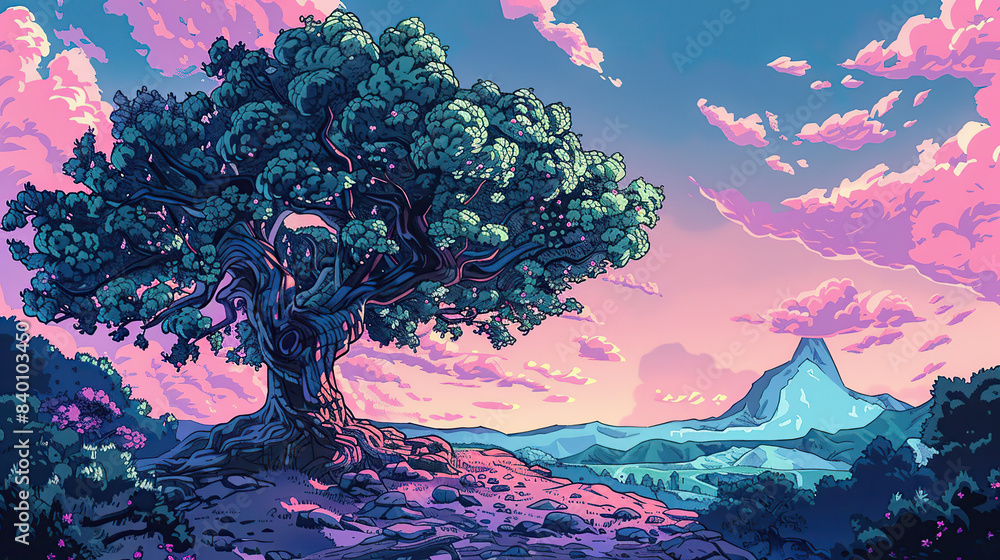 comic-style tree, cartoon tree, tree illustration, comic tree ...