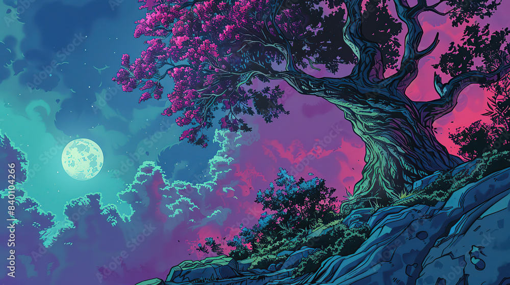 comic-style tree, cartoon tree, tree illustration, comic tree ...