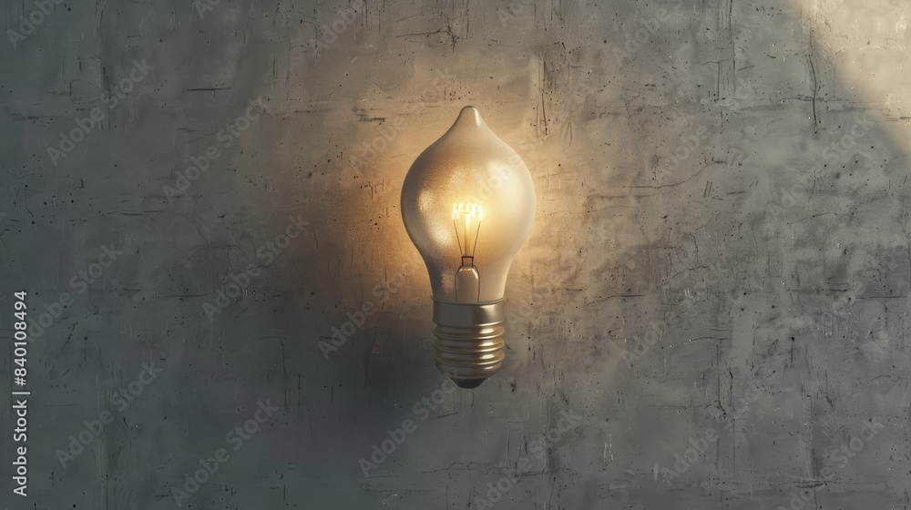 Classic 3D rendering of a blank light bulb on a gray background with ...