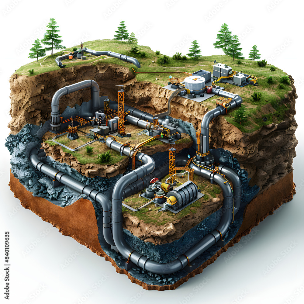 a network of underground pipes directing ane gas from multiple mining ...