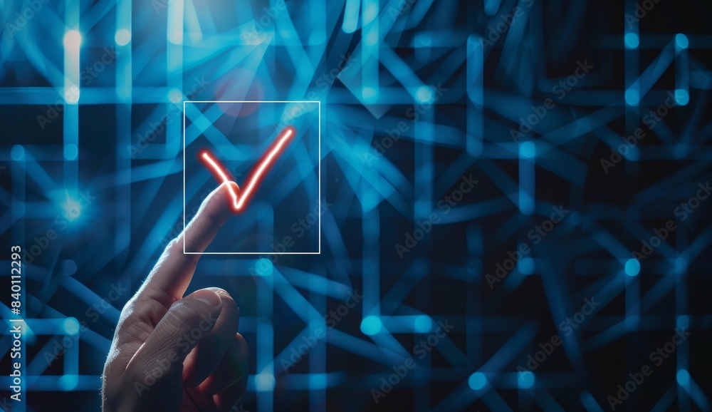 Concept of checklist, a business person ticks a checkbox answer, a guy ...