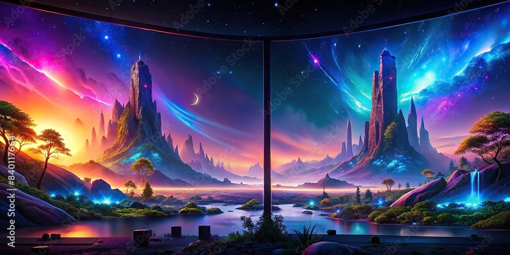 Vibrant dual screen ultrawide wallpaper with WQHD resolution, perfect ...
