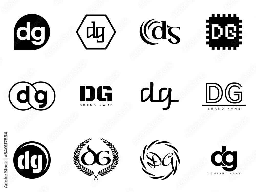 DG logo company template. Letter d and g logotype. Set different ...
