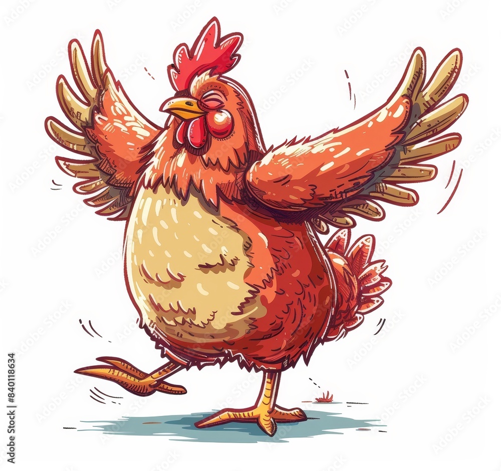 Modern clip art illustration of a dabbing cartoon chicken. Simple ...