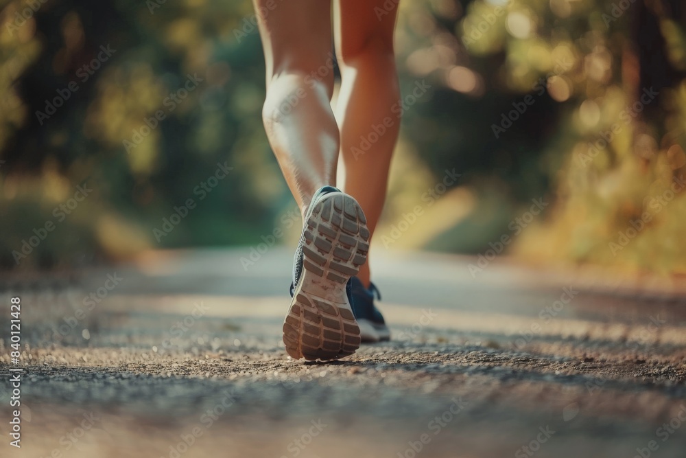 Woman runner is running barefoot without shoes to avoid bunion ...