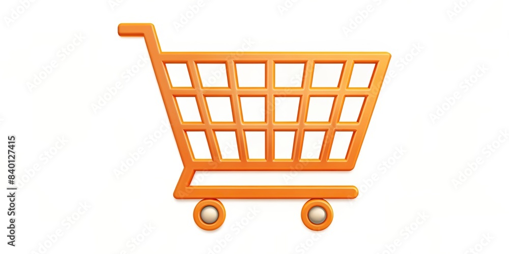Simple orange shopping cart icon isolated on white background ...