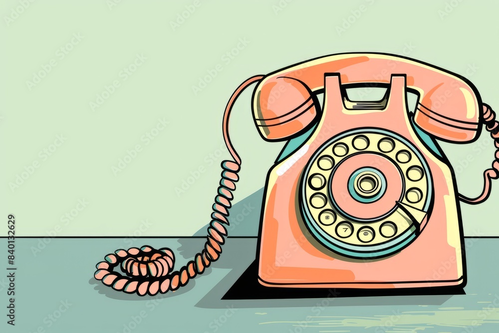 Cartoon cute doodles of a vintage telephone with a rotary dial ...