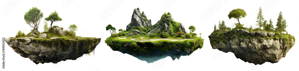 PNG Floating island cut out element set Stock Illustration | Adobe Stock